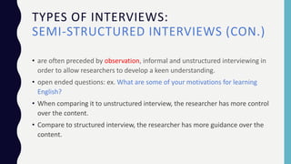 Interview Method for Qualitative Research | PPTX