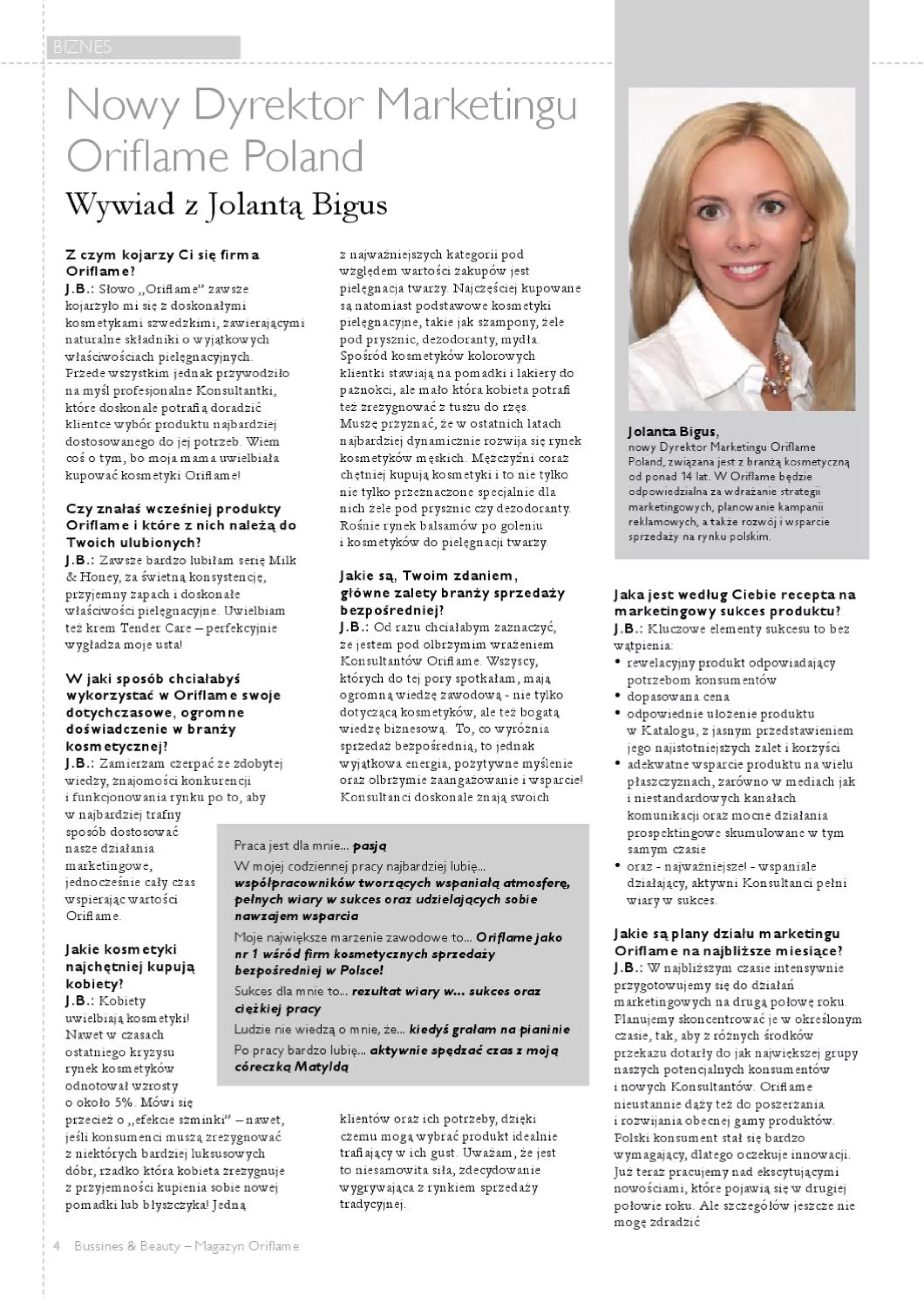 Jolanta Bigus - new Marketing Director - Oriflame | PDF