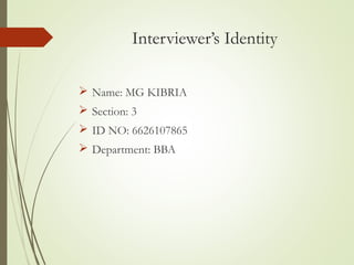 Interview of bba a student | PPT
