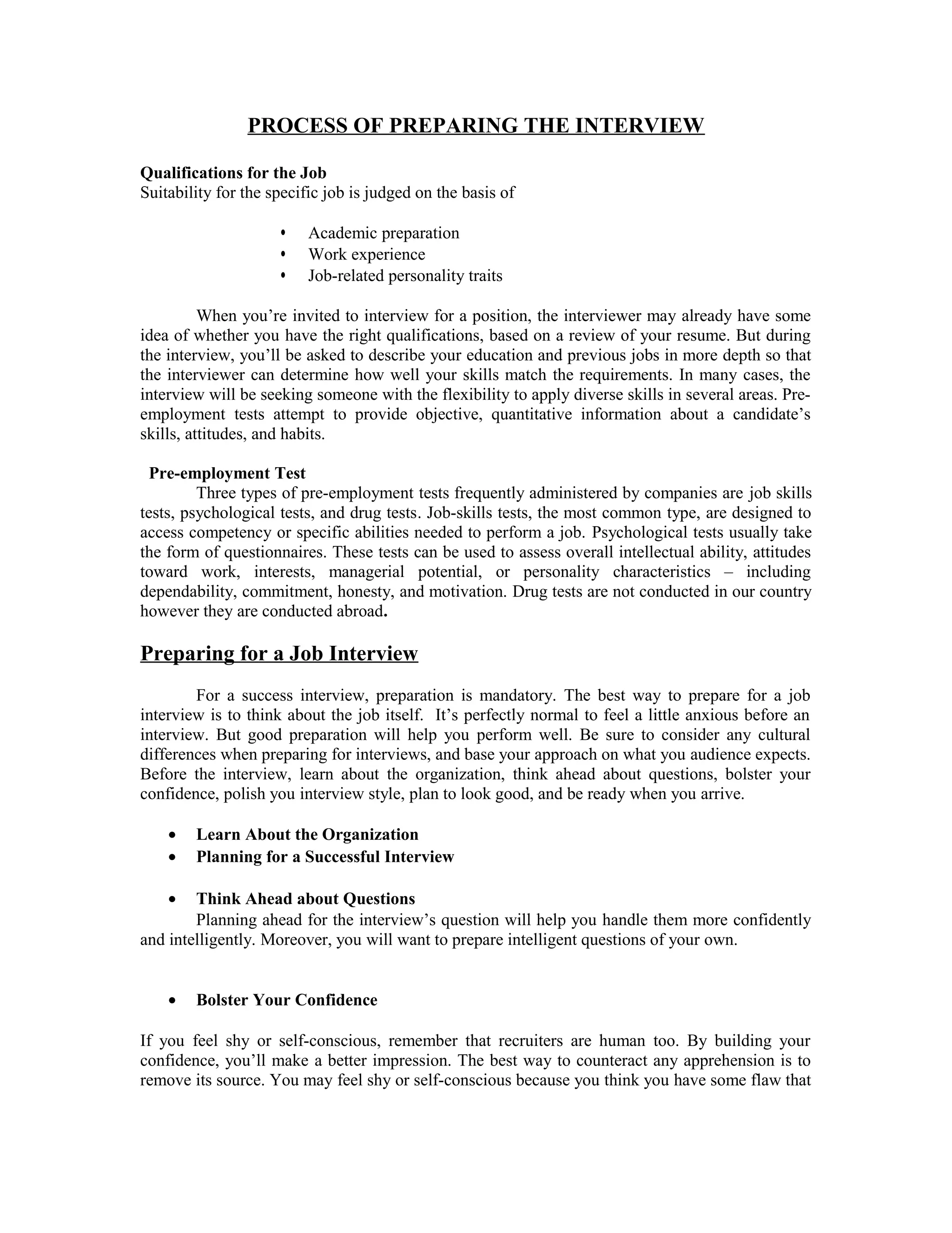 Process of Interview and oral presentation | DOC