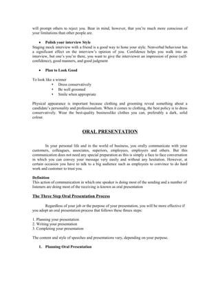 Process of Interview and oral presentation | PDF