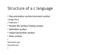 introduction to c language helps to know about the c langugaeg | PPT