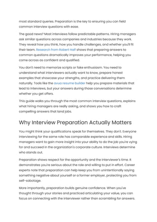Interview Preparation 2026: Answer Common Questions With Confidence | PDF