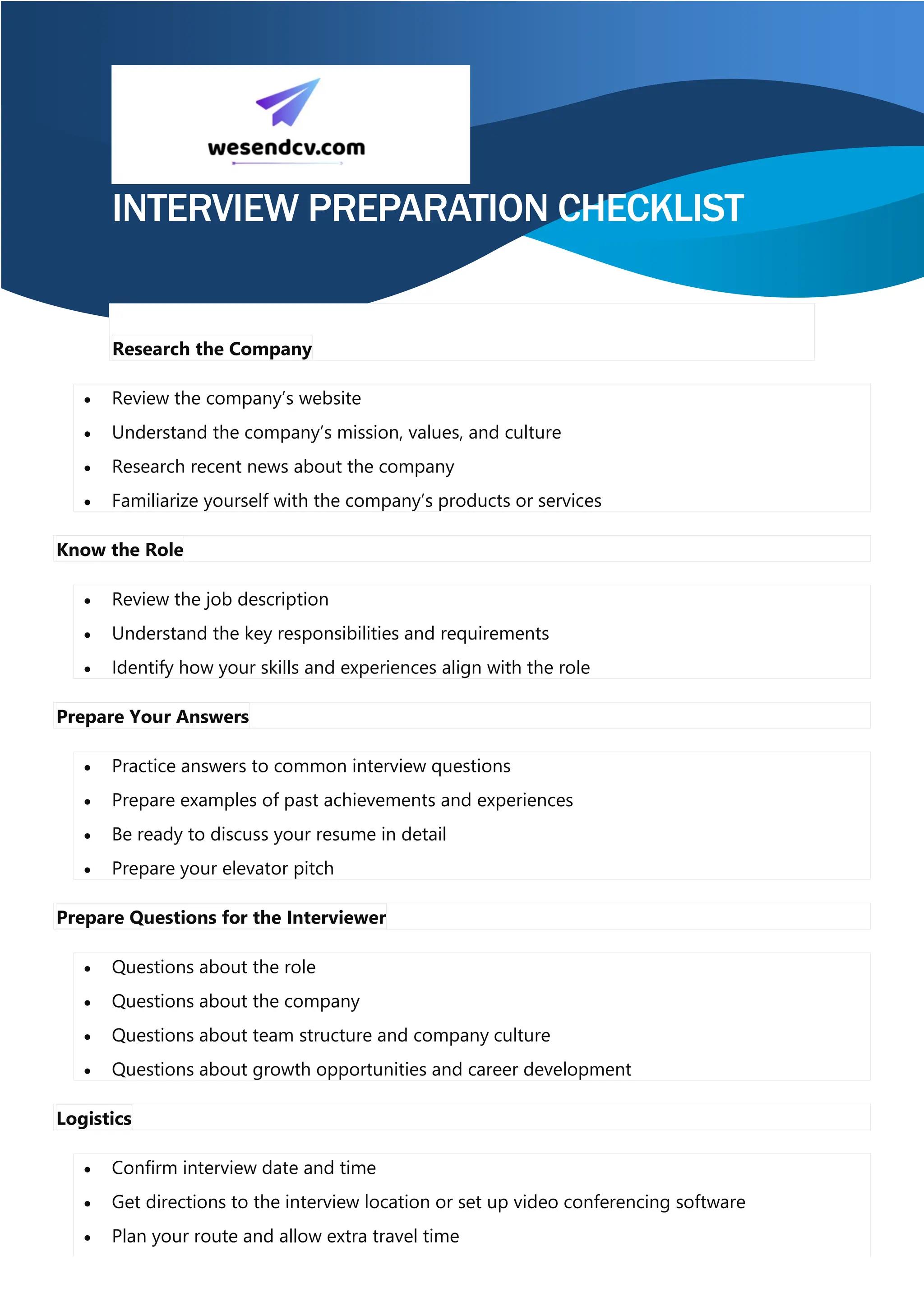 Ace Your Interview: 8 Essential Steps for Success with interview preparation checklist | PDF