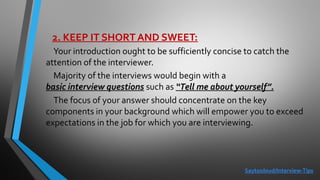 Interview preparation for freshers: how to introduce at a job interview ...