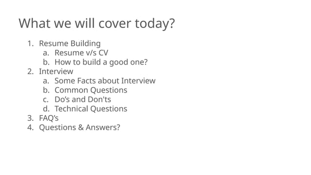 Resume Building and Interview Preparation | PPTX