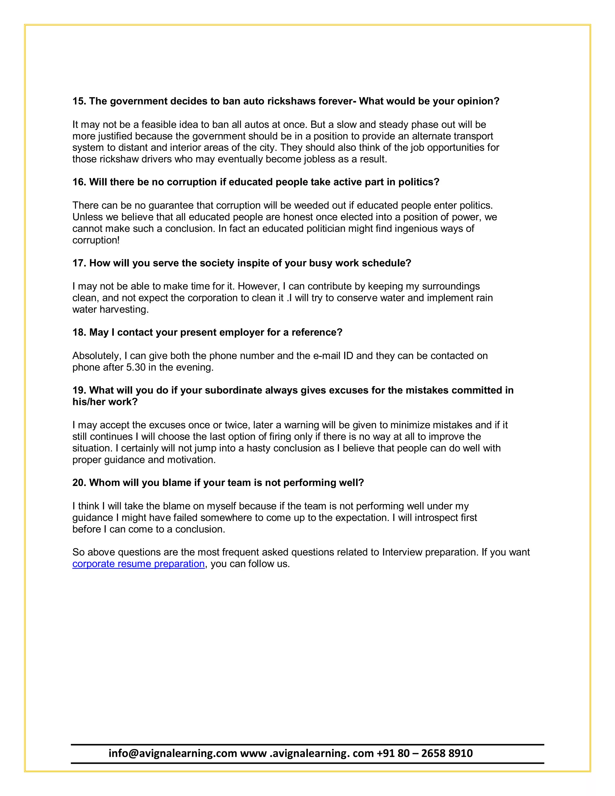 Interview preparatory questions | PDF