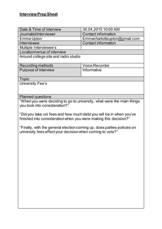 Emma Interview prep sheet (3) | DOCX