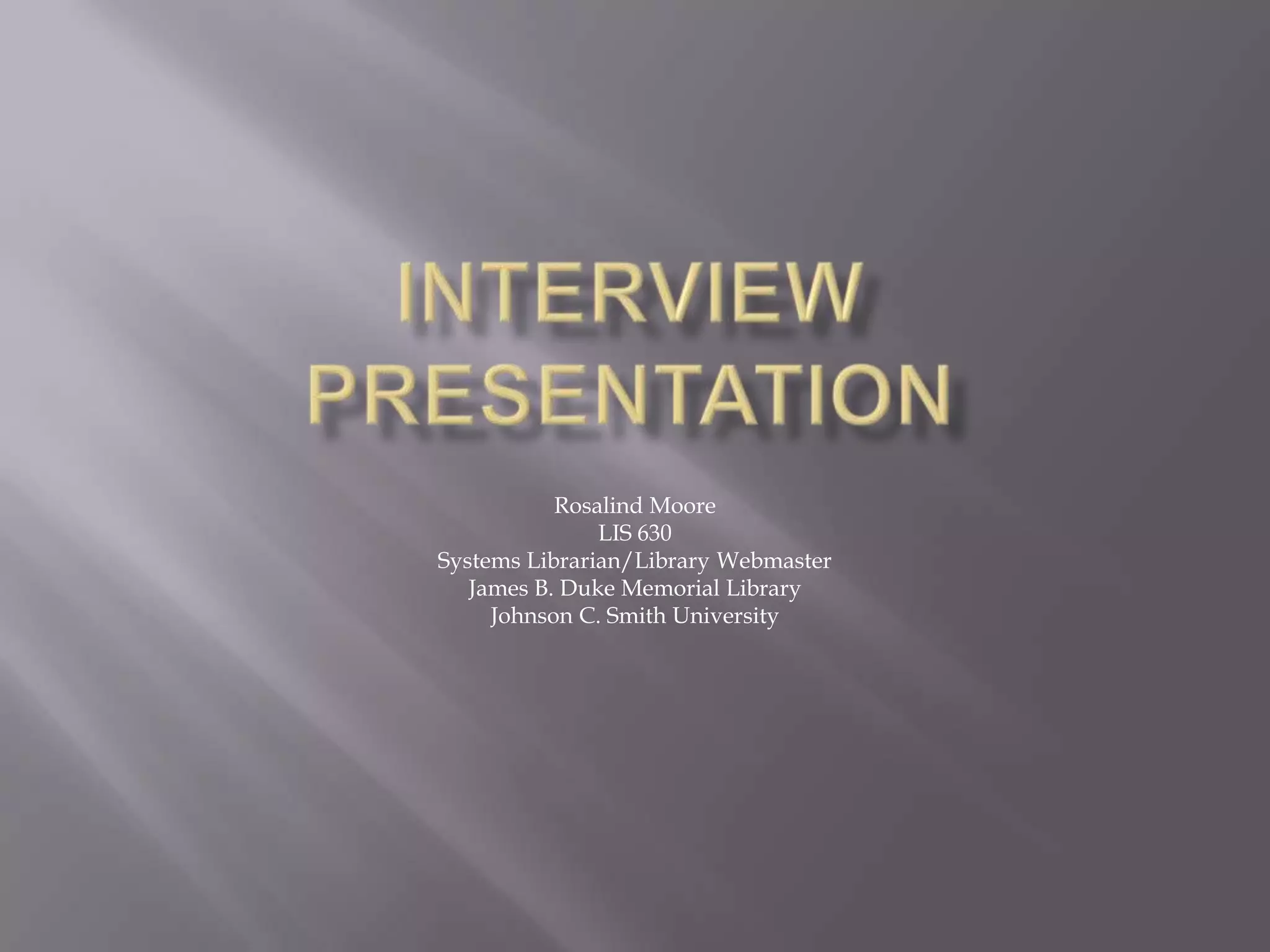 Interview presentation | PPT
