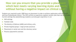 Student Clinical Placement in hospital, factors to be considered. | PPTX