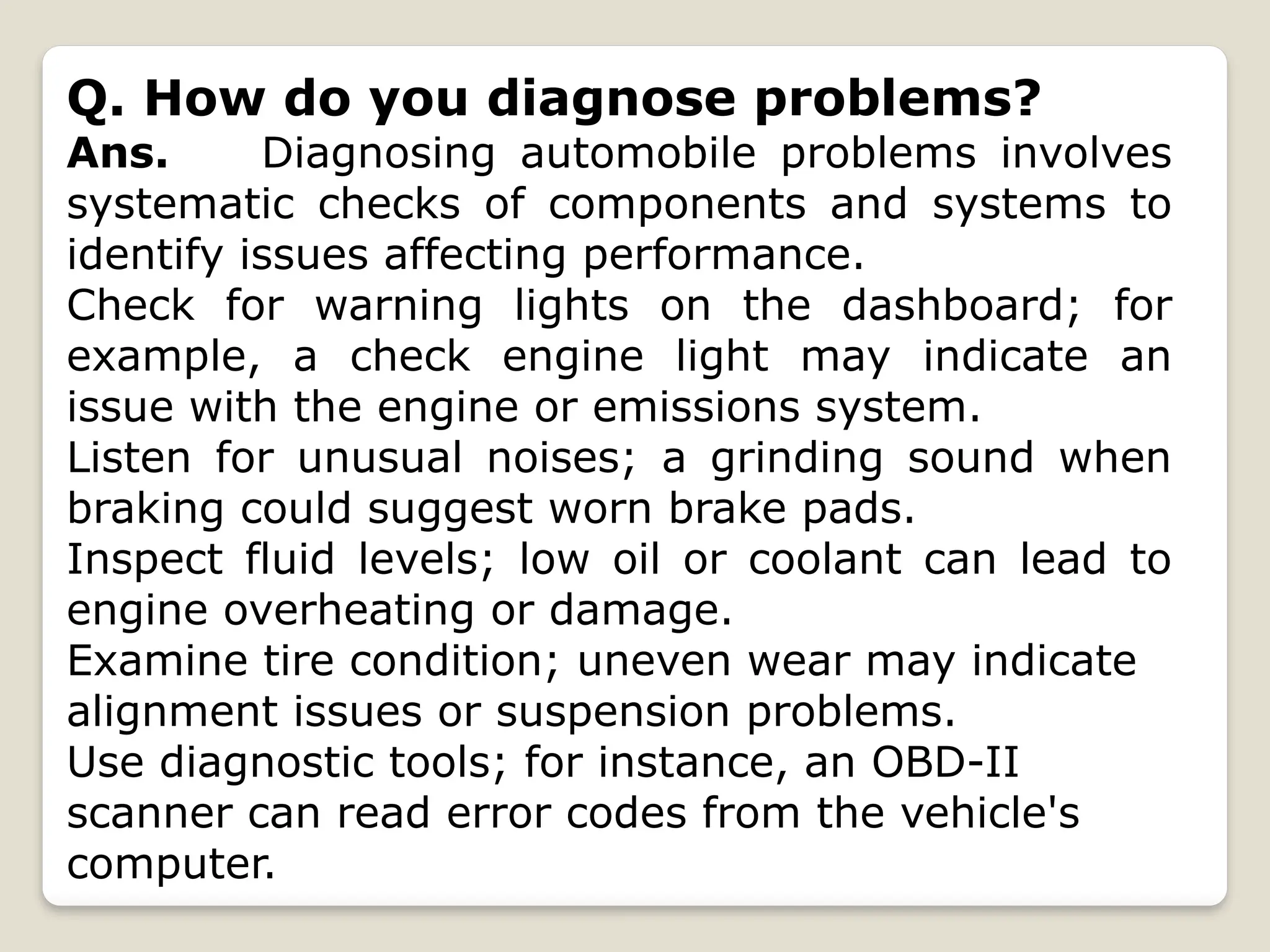 INTERVIEW Q & A by SMP.for Automobile and quality | PPTX