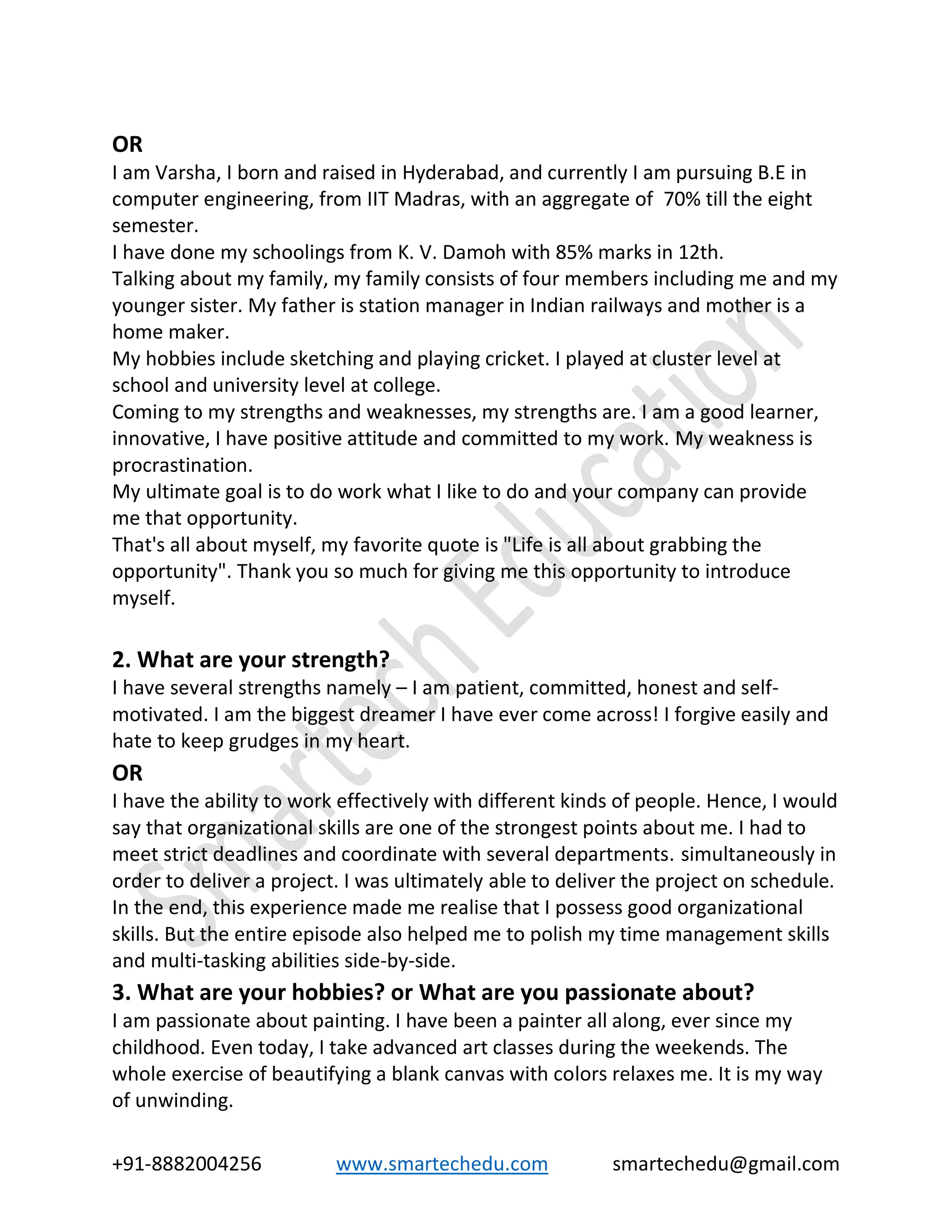 Interview question and answer | PDF