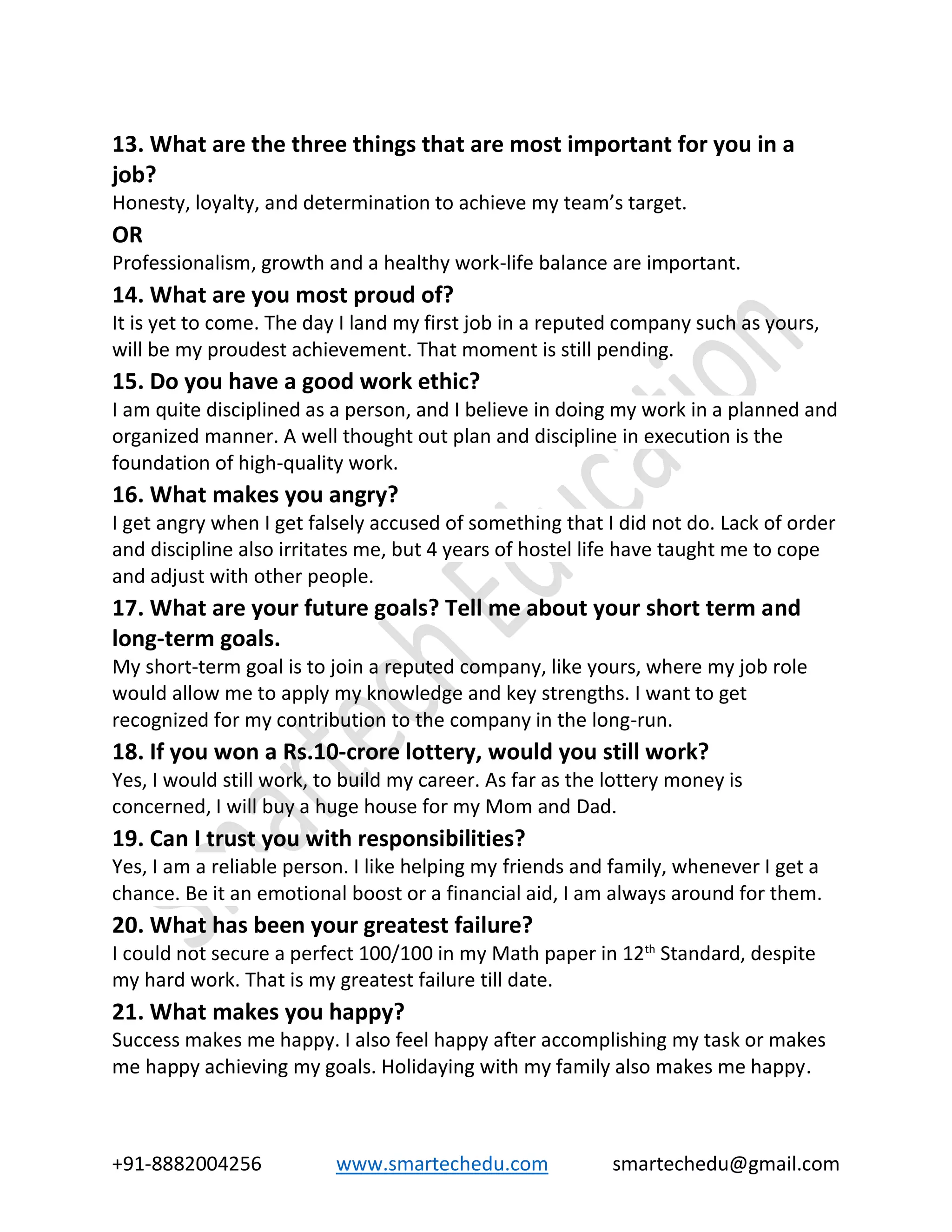 Interview question and answer | PDF