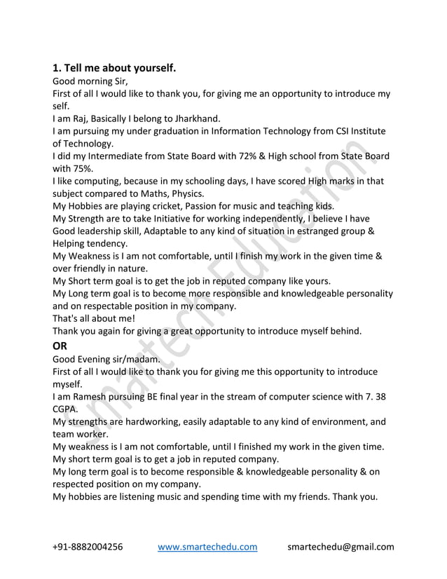 Interview question and answer | PDF