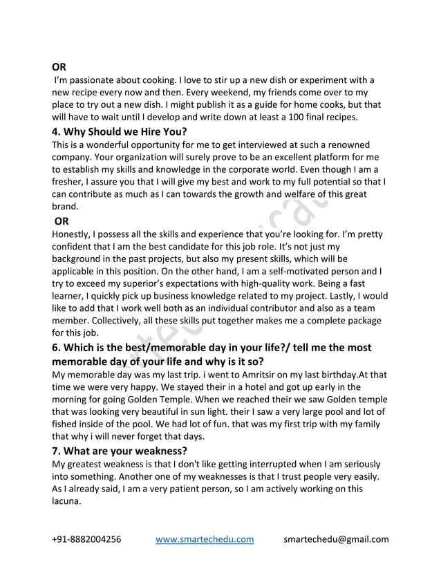 Interview question and answer | PDF