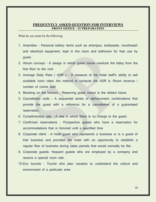 Interview question for hotel management | PDF