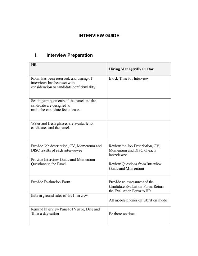 Interview questionnaire guide