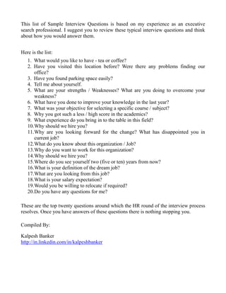 Interview questions | PDF
