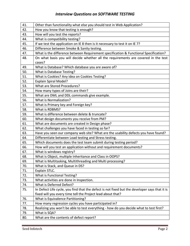 Interview questions | DOCX