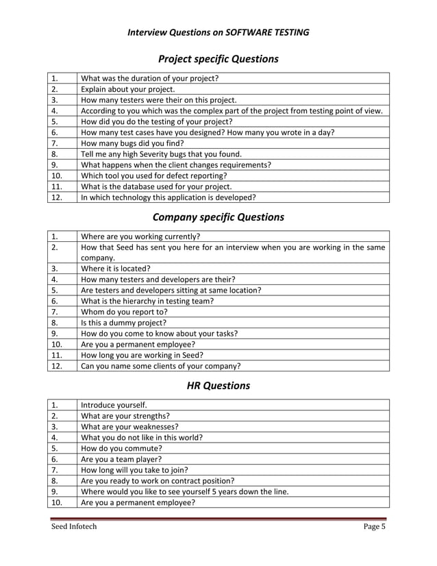 Interview questions | DOCX