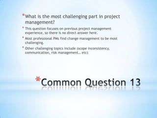 Project Management / Manager Interview Questions | PPTX