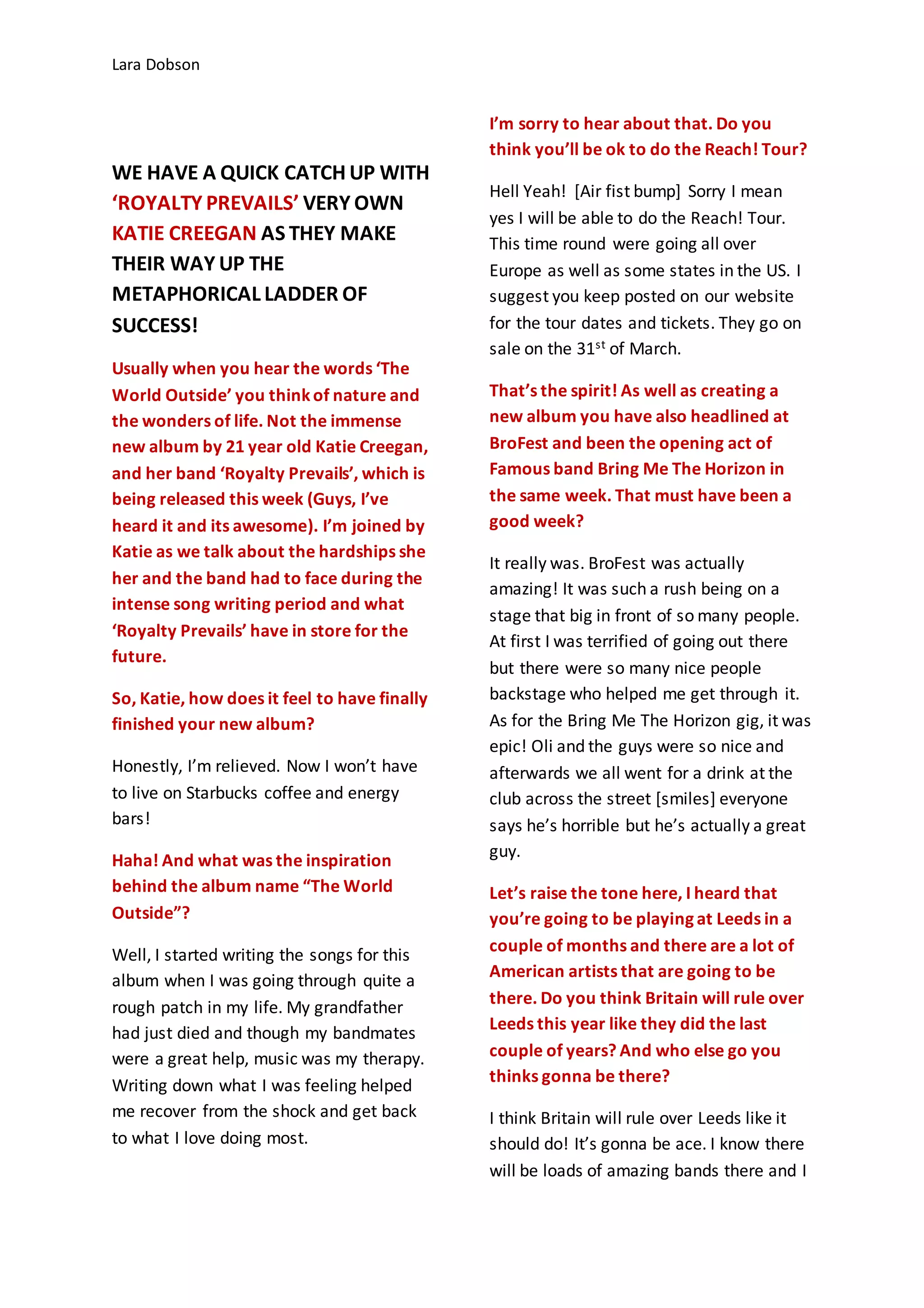 Interview Transcript for magazine | PDF