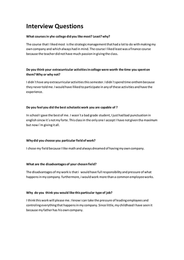 Interview questions | DOCX