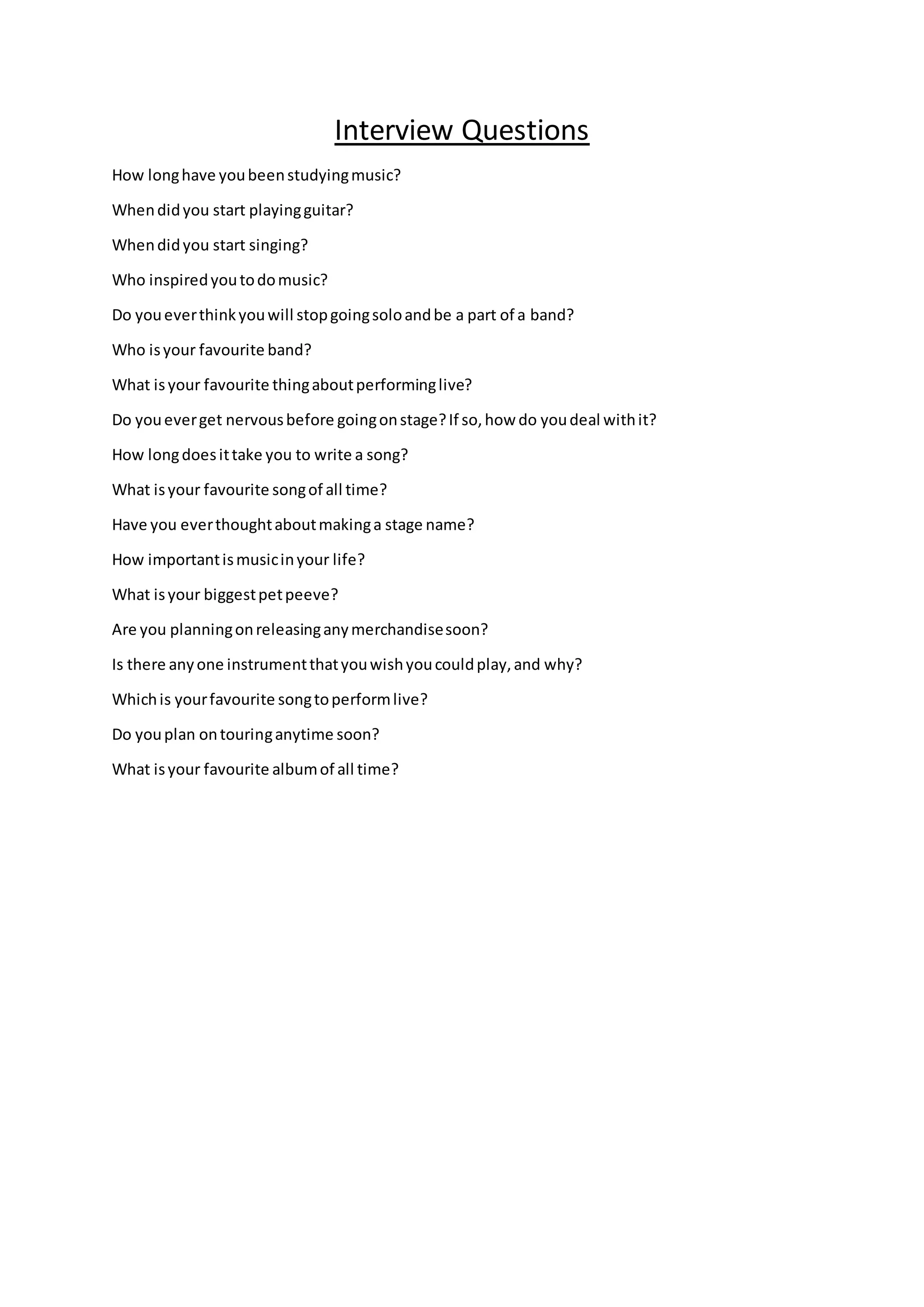 Interview questions | DOCX