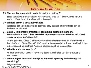Top 10 Interview Questions For Java | PPT