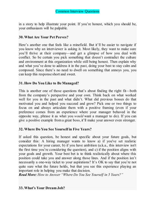 Common Interview Questions and possible answer hints | DOCX