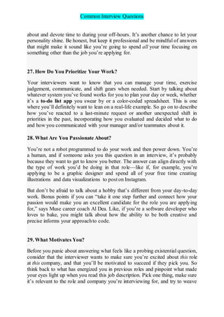 Common Interview Questions and possible answer hints | DOCX