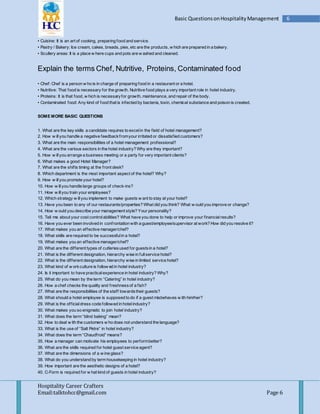 Interview Questions Hotel Management | DOCX