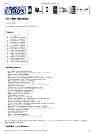 Interview questions oracle faq | PDF