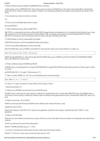 Interview questions oracle faq | PDF
