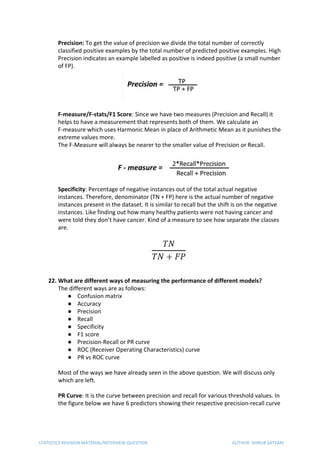 Data Science interview questions of Statistics | PDF