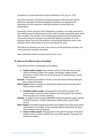 Data Science interview questions of Statistics | PDF