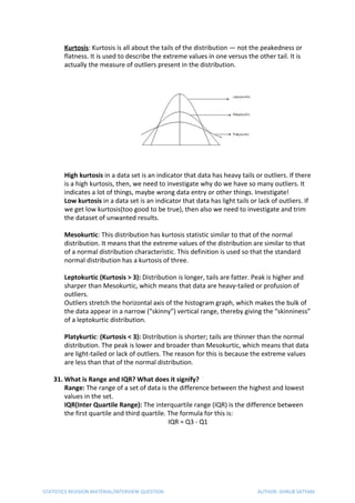 Data Science interview questions of Statistics | PDF