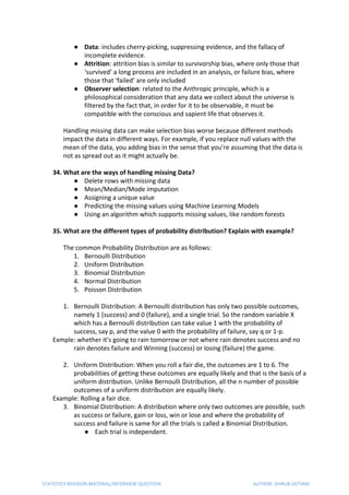 Data Science interview questions of Statistics | PDF