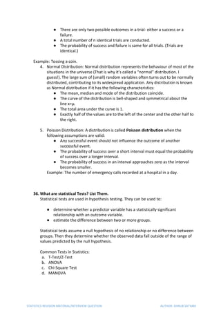 Data Science interview questions of Statistics | PDF