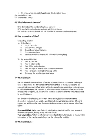 Data Science interview questions of Statistics | PDF
