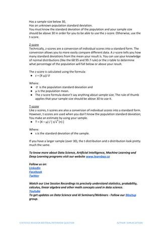 Data Science interview questions of Statistics | PDF