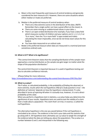 Data Science interview questions of Statistics | PDF