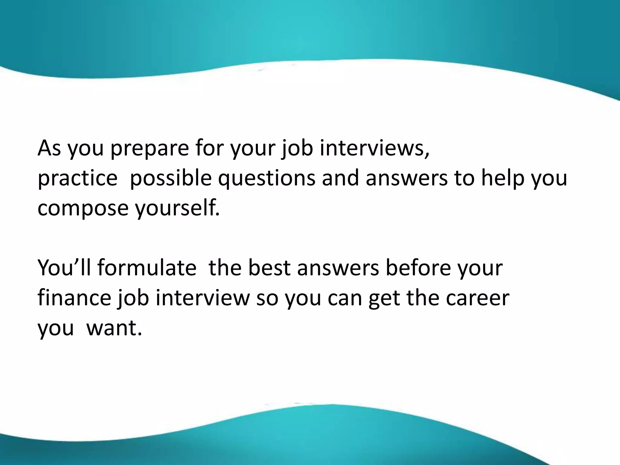 Interview questions and answers finance manager | PPTX