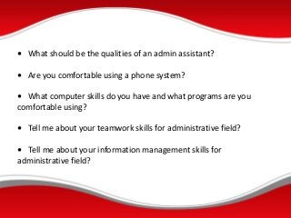 Interview questions and answers for administrative assistants