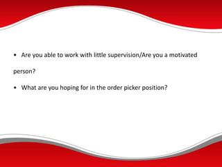 Interview questions and answers for warehouse | PPTX