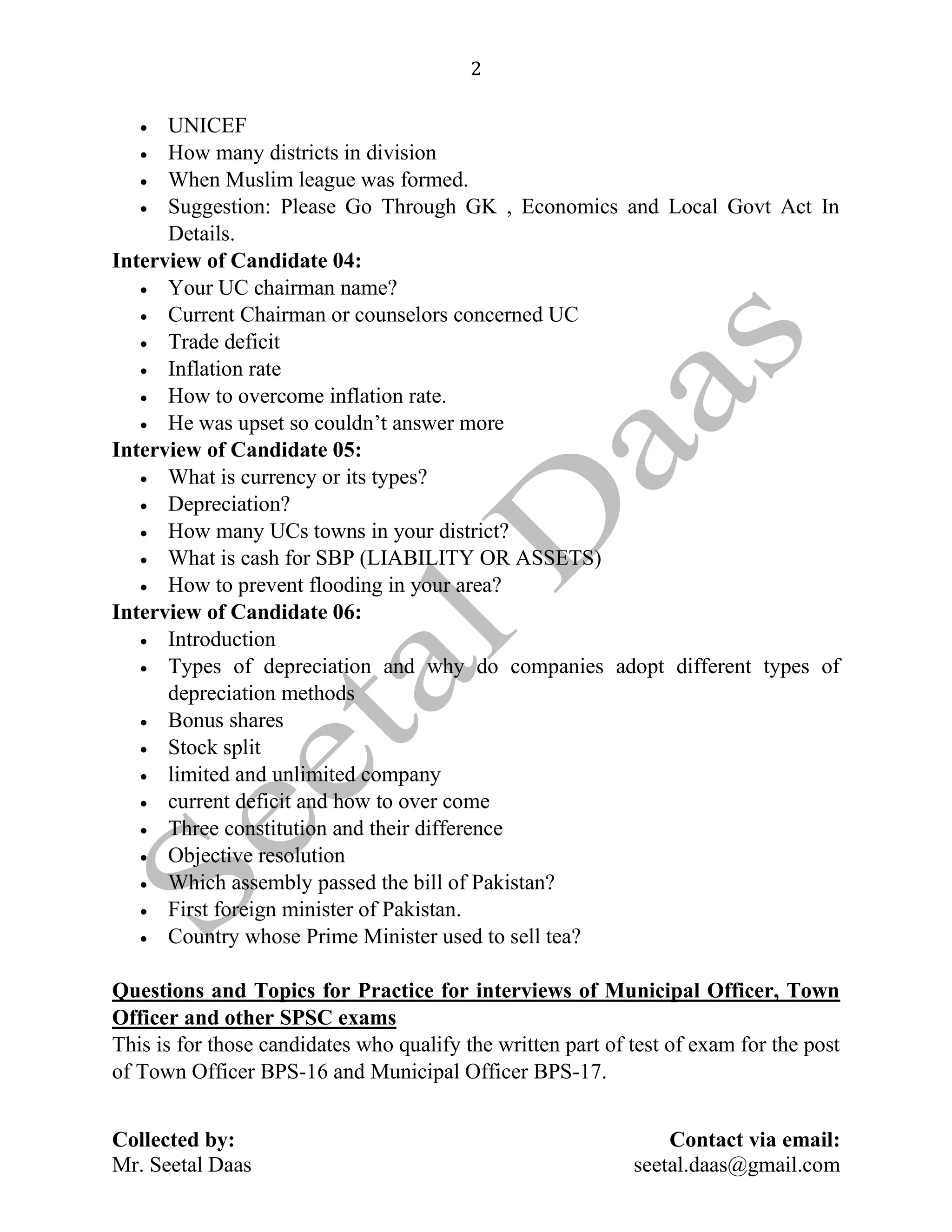 Interview Questions and Tips for Local Government Department Sindh by ...
