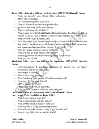 Interview Questions and Tips for Local Government Department Sindh by Seetal Daas.pdf | Business ...