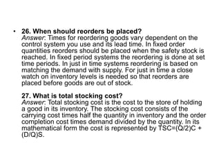 Interview questions answers inventory management | PPT