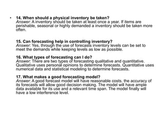 Interview questions answers inventory management | PPT