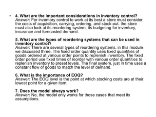 Interview questions answers inventory management | PPT